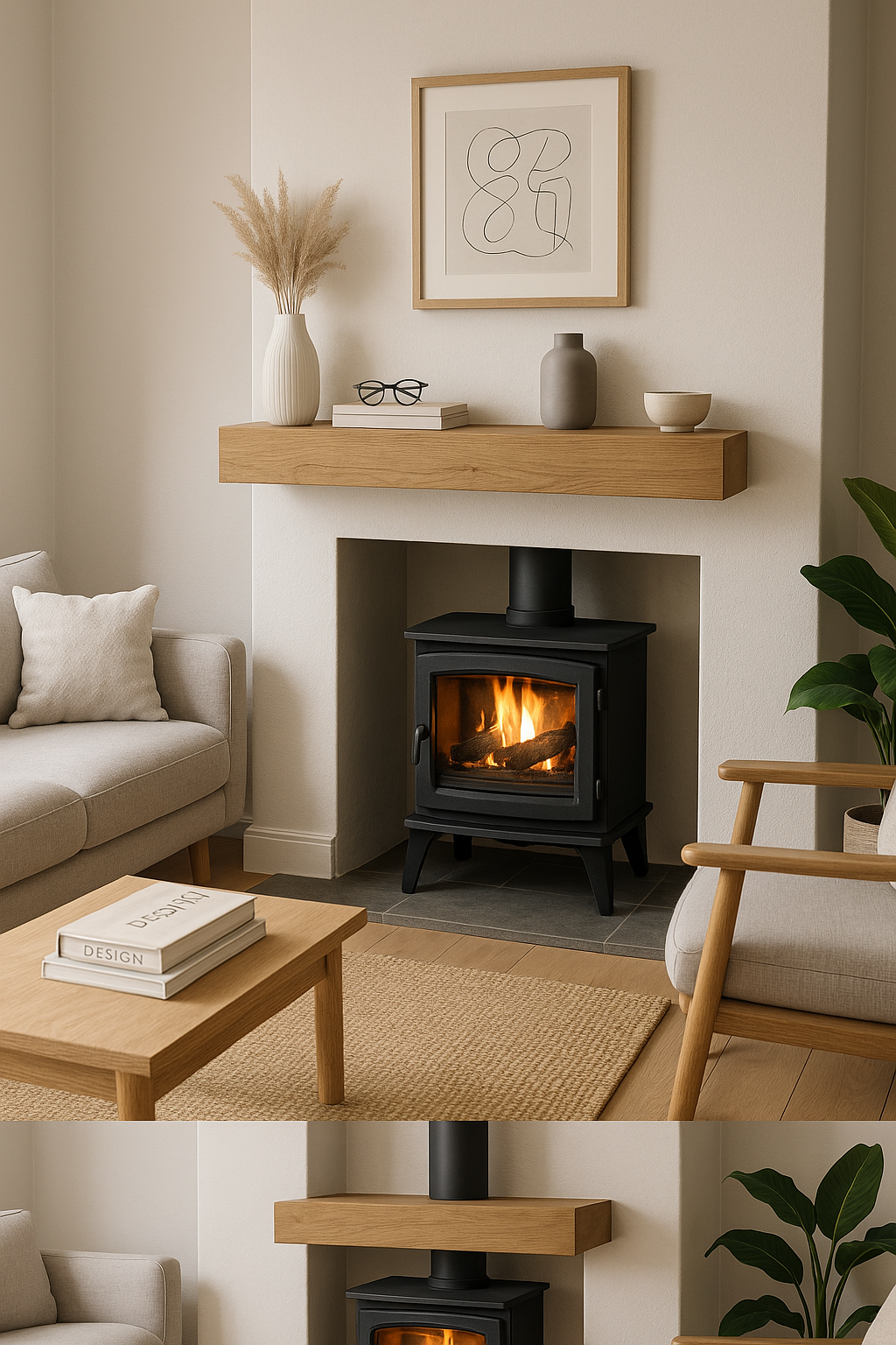 Oak Mantel Shelf 4 x 6 (10cm(H) x 15cm(D) - Solid Oak Fireplace Beam ...